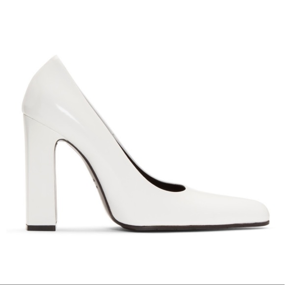 Balenciaga | Shoes | Balenciaga White Rectangular Heel Pumps Calfskin ...
